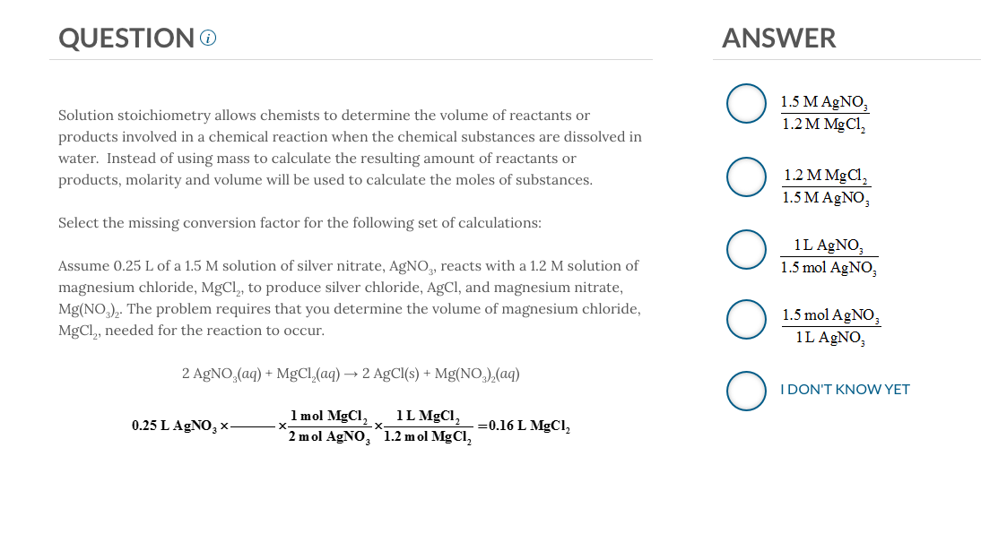 Solved Solution stoichiometry allows chemists to determine | Chegg.com