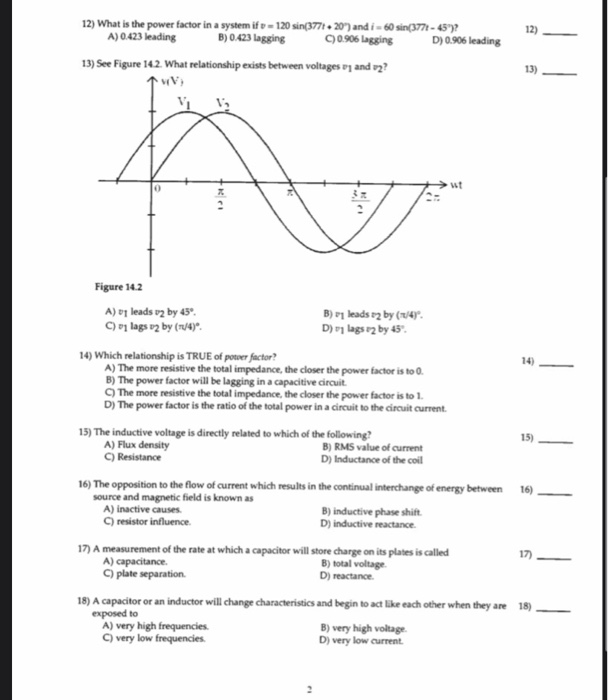 Solved 12) What is the power factor in a system if-120 | Chegg.com