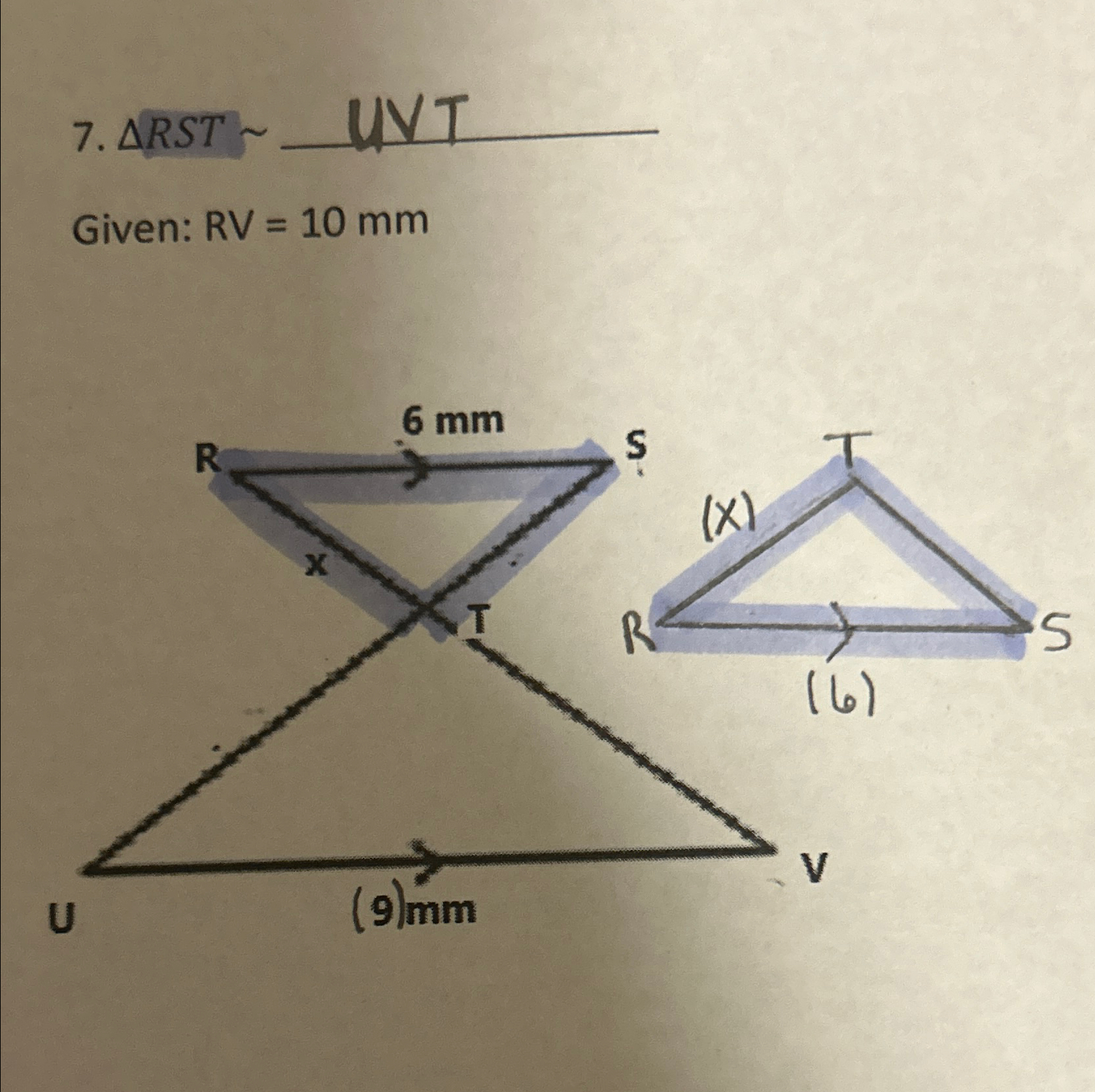 Solved ST∼ ﻿UVTGiven: RV = 10mmSolve for x | Chegg.com