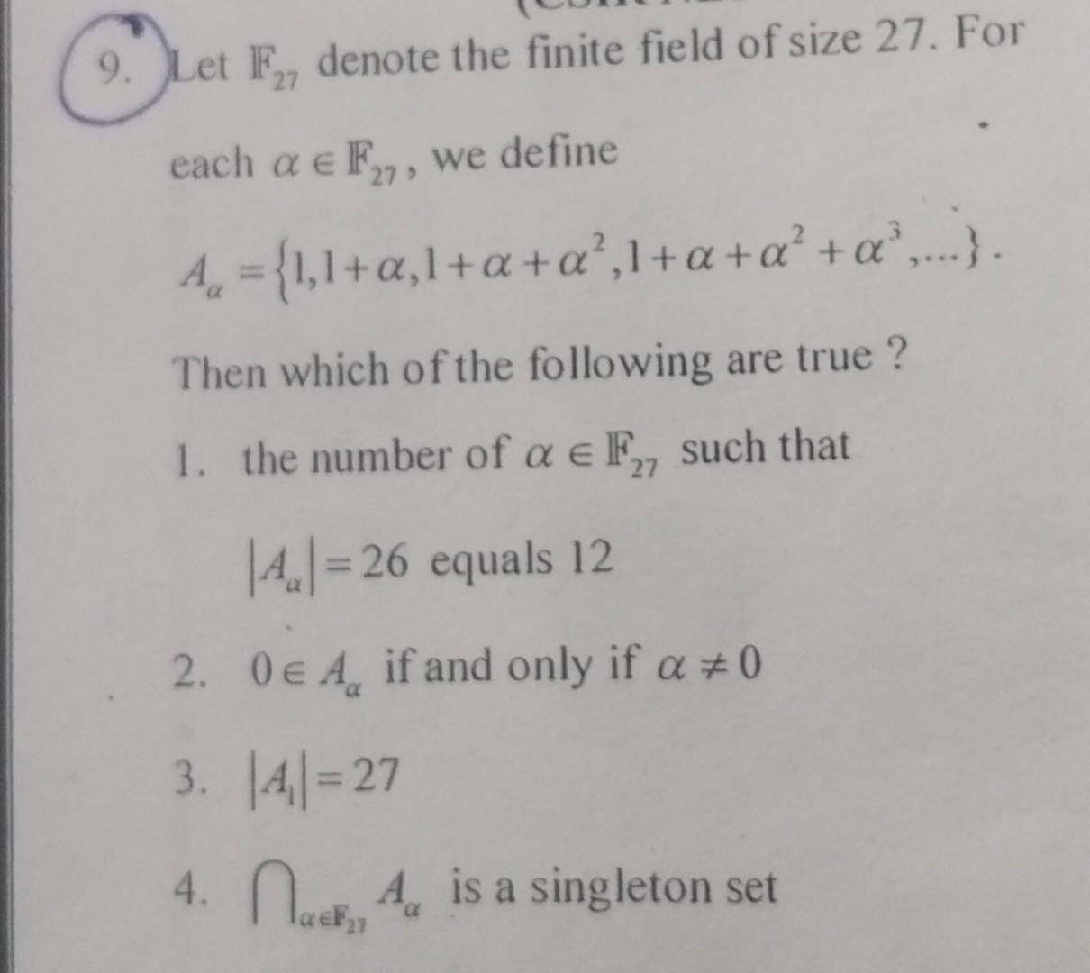 Solved Let F27 ﻿denote the finite field of size 27. ﻿For | Chegg.com