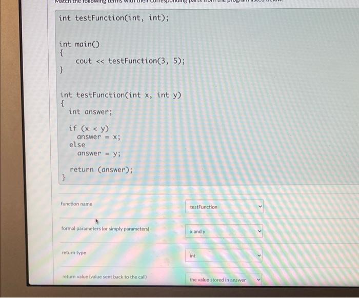 Solved Int Testfunctionint Int Int Main Cout 