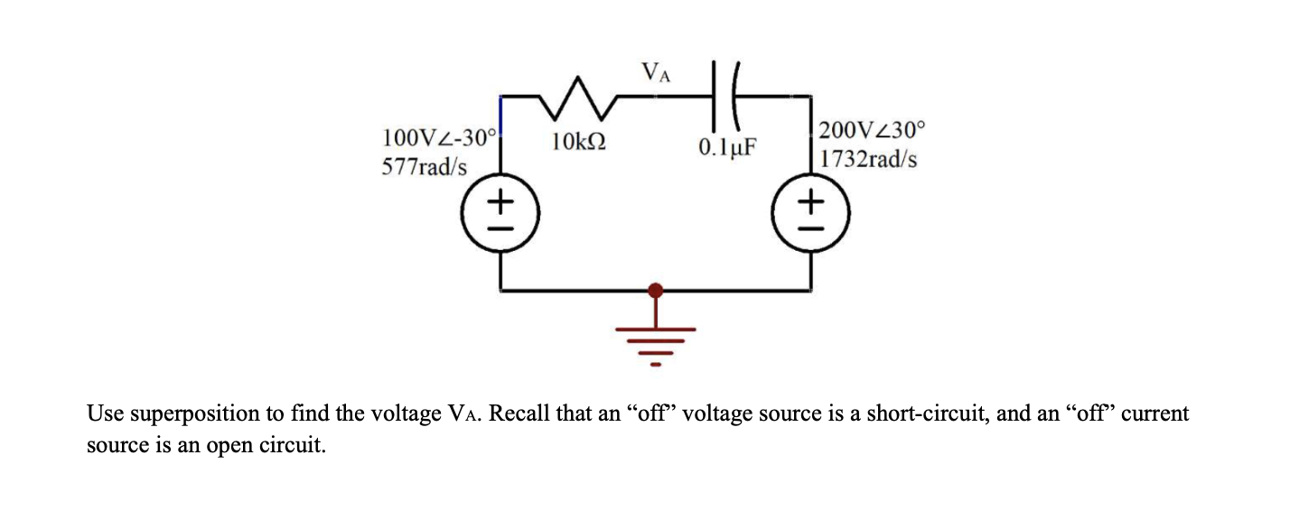 Solved Use superposition to find the voltage VA. ﻿Recall | Chegg.com