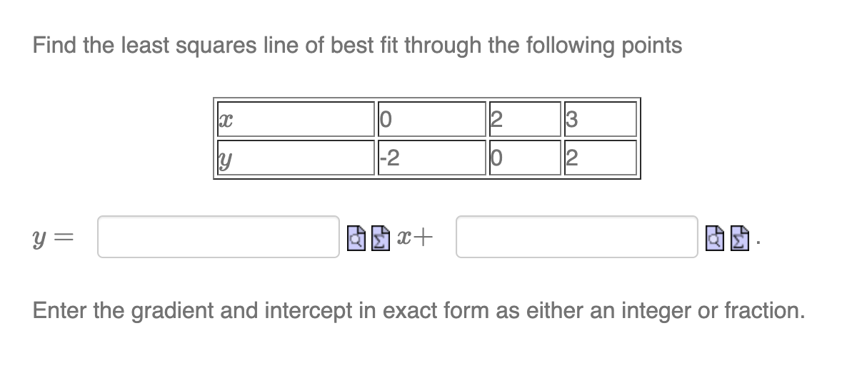 Solved Find the least squares line of best fit through the | Chegg.com