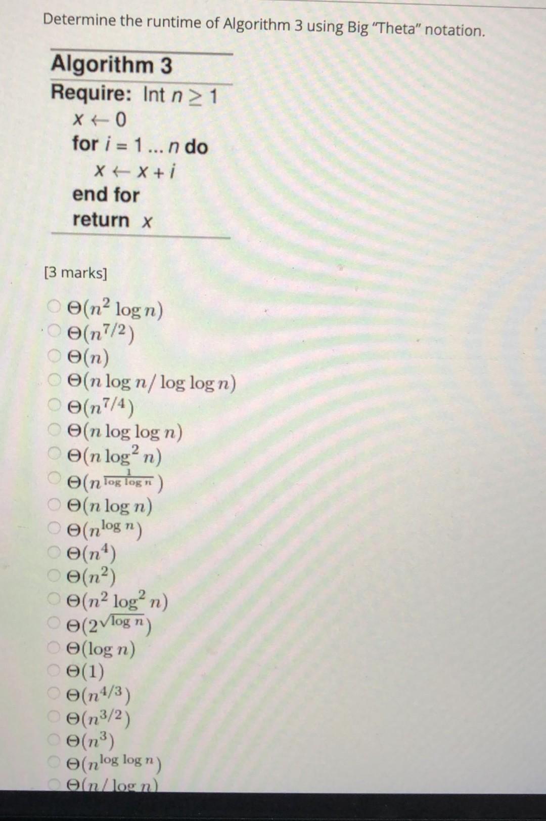 Solved Determine the runtime of Algorithm 3 using Big | Chegg.com