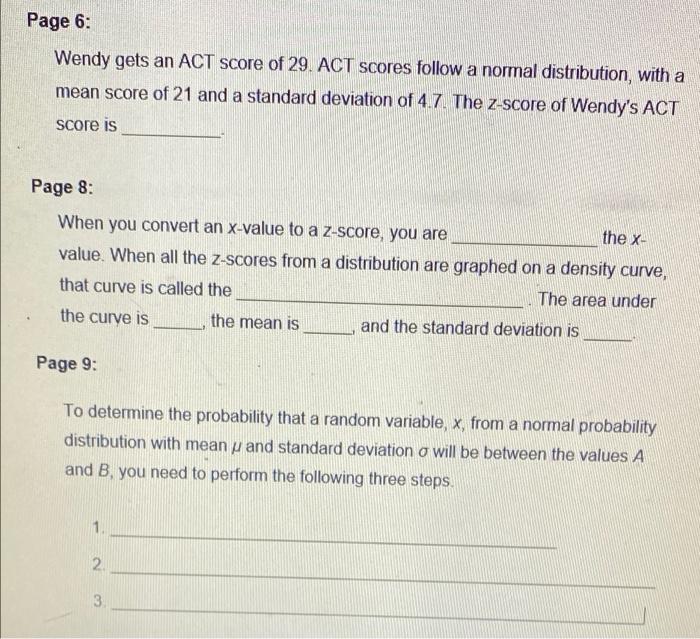 Solved Page 6: Wendy gets an ACT score of 29. ACT scores | Chegg.com