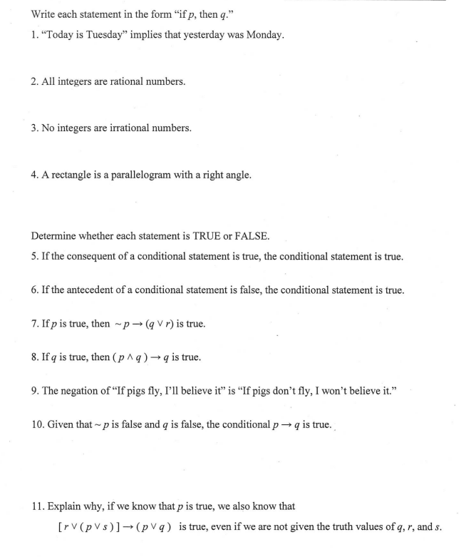 Solved Write each statement in the form "if p, ﻿then | Chegg.com