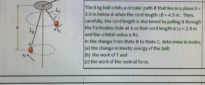 Solved The 8 kg ball orbits a circular path B that lies in a | Chegg.com