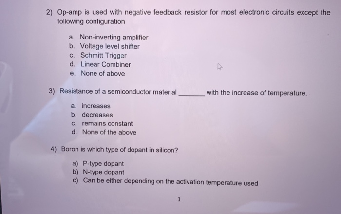 Solved 2) Op-amp is used with negative feedback resistor for | Chegg.com