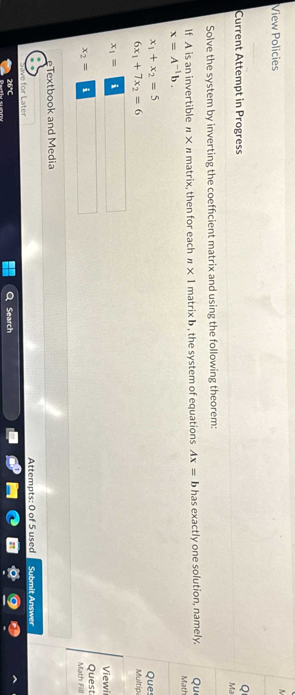 Solved View PoliciesCurrent Attempt in ProgressSolve the | Chegg.com