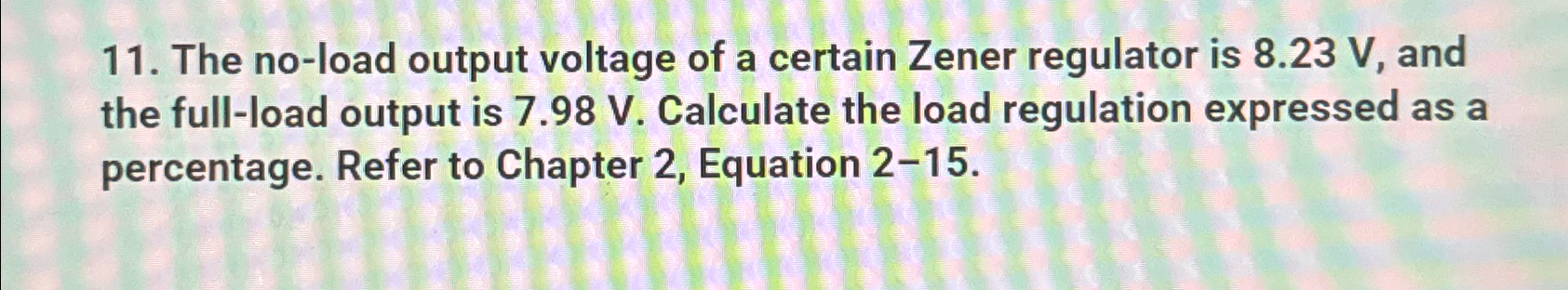 Solved The no-load output voltage of a certain Zener | Chegg.com