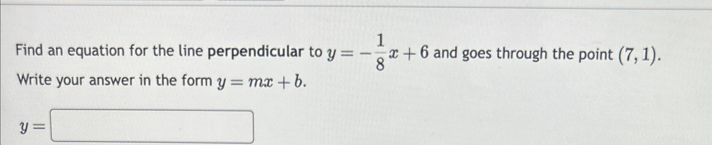 Solved Find an equation for the line perpendicular to | Chegg.com
