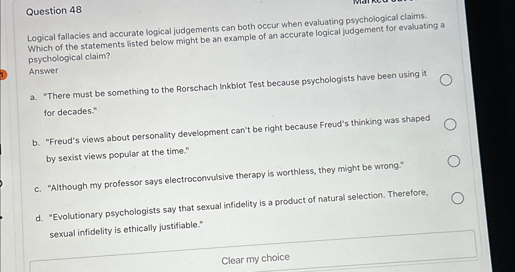 Solved Question 48Logical fallacies and accurate logical | Chegg.com