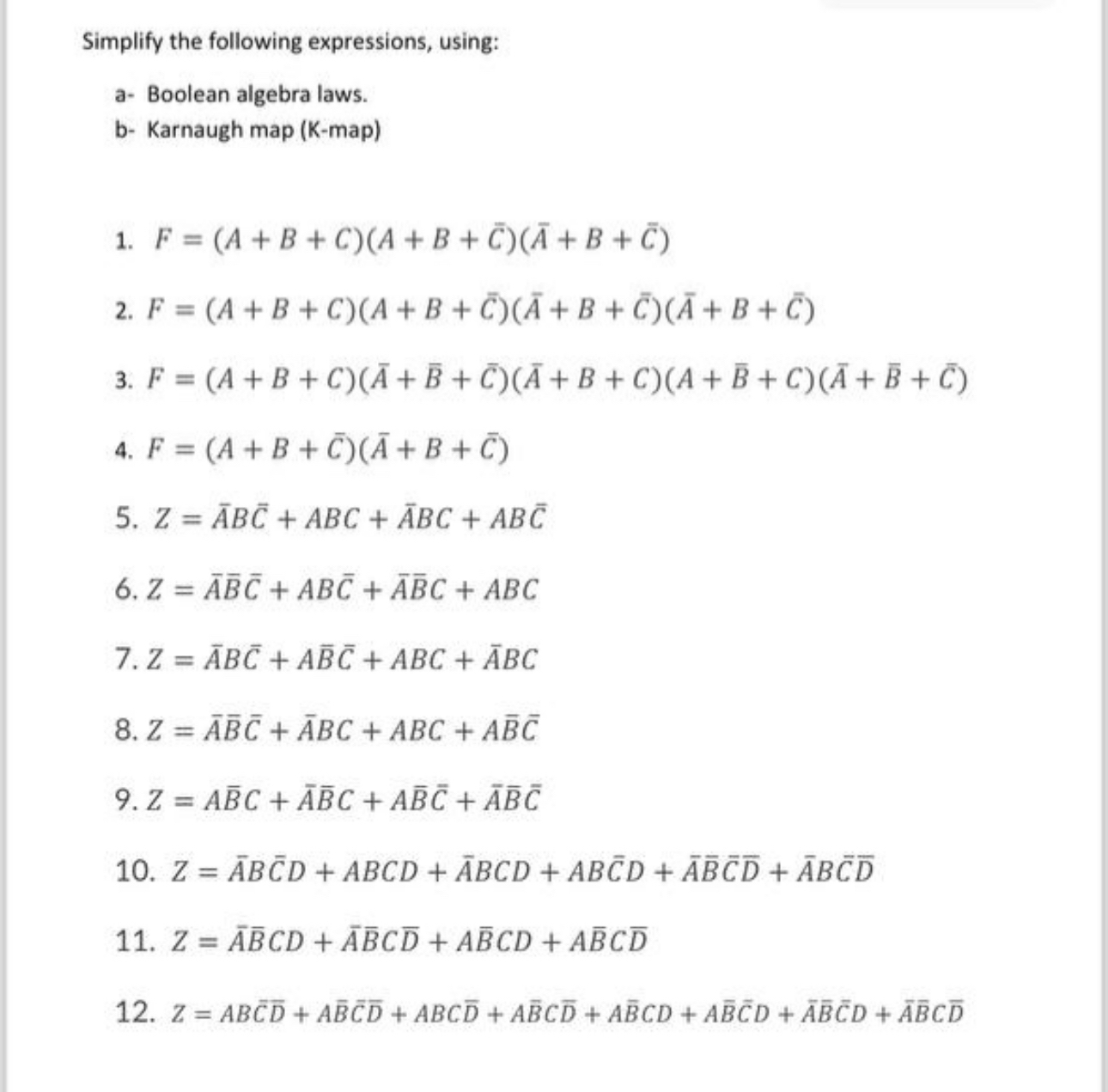 Simplify the following expressions, using:a- ﻿Boolean | Chegg.com