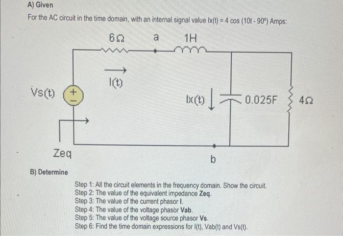 Solved For the AC circuit in the time domain, with an | Chegg.com