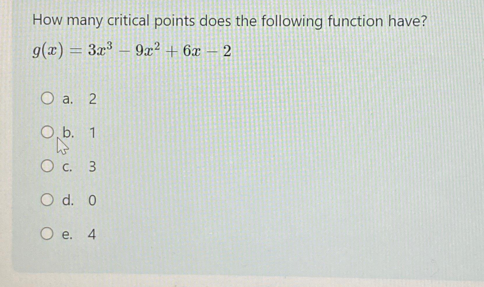 Solved How many critical points does the following function | Chegg.com