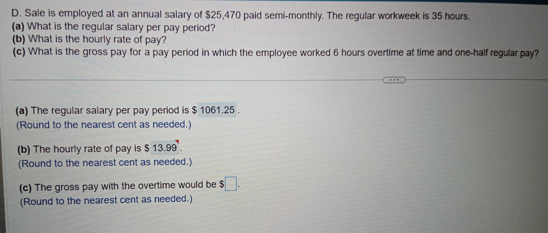 Solved D. ﻿Sale is employed at an annual salary of $25,470 | Chegg.com