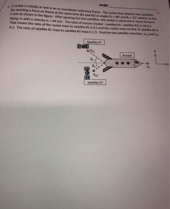 Solved NAME rocket is initially at rest in an xy-coordinate | Chegg.com