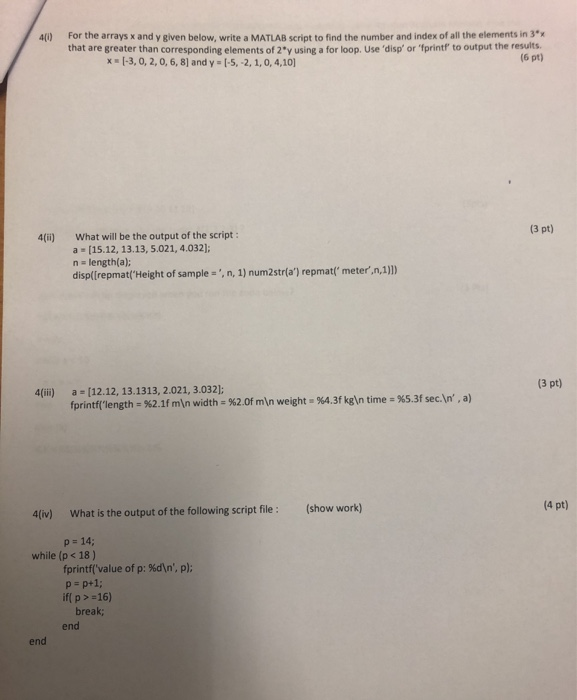 Solved 4() For the arrays x and y given below, write a | Chegg.com