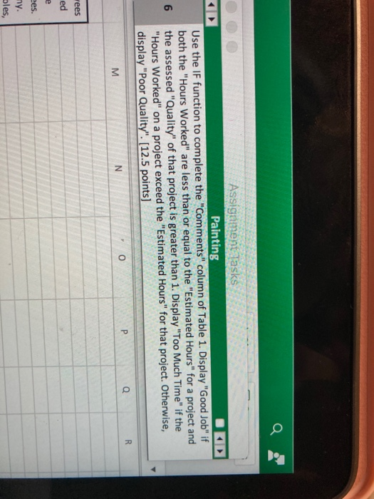Solved Assignment Tasks Painting Use the IF function to | Chegg.com