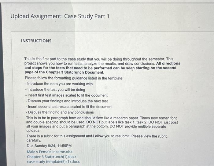Upload Assignment: Case Study Part 1 INSTRUCTIONS | Chegg.com