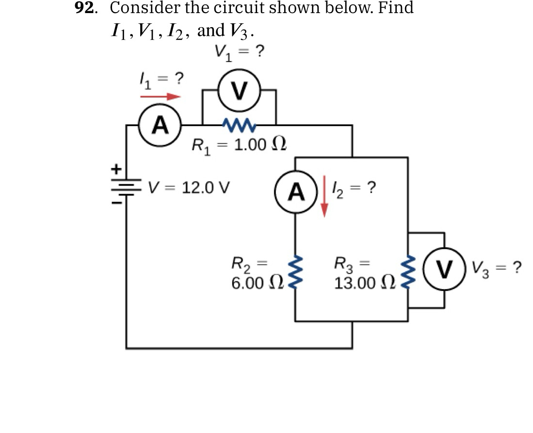 Solved Consider the circuit shown below. Find I1,V1,I2, ﻿and | Chegg.com