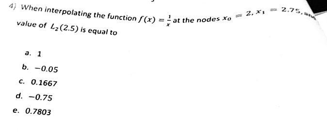 Solved 4 When Interpolating The Function Fxx1 At The 3642