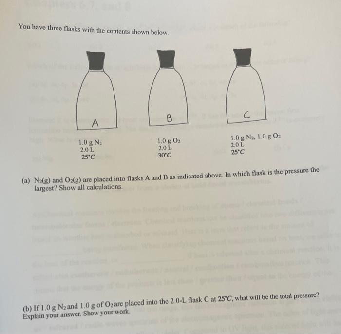 Solved You have three flasks with the contents shown below. | Chegg.com