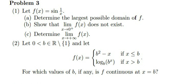 Solved 20+ Problem 3 (1) Let f(x) = sin 1 (a) Determine the | Chegg.com
