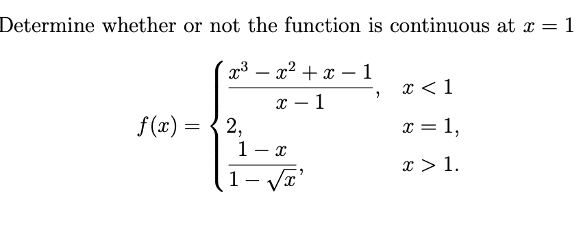 Solved Determine whether or not the function is continuous | Chegg.com