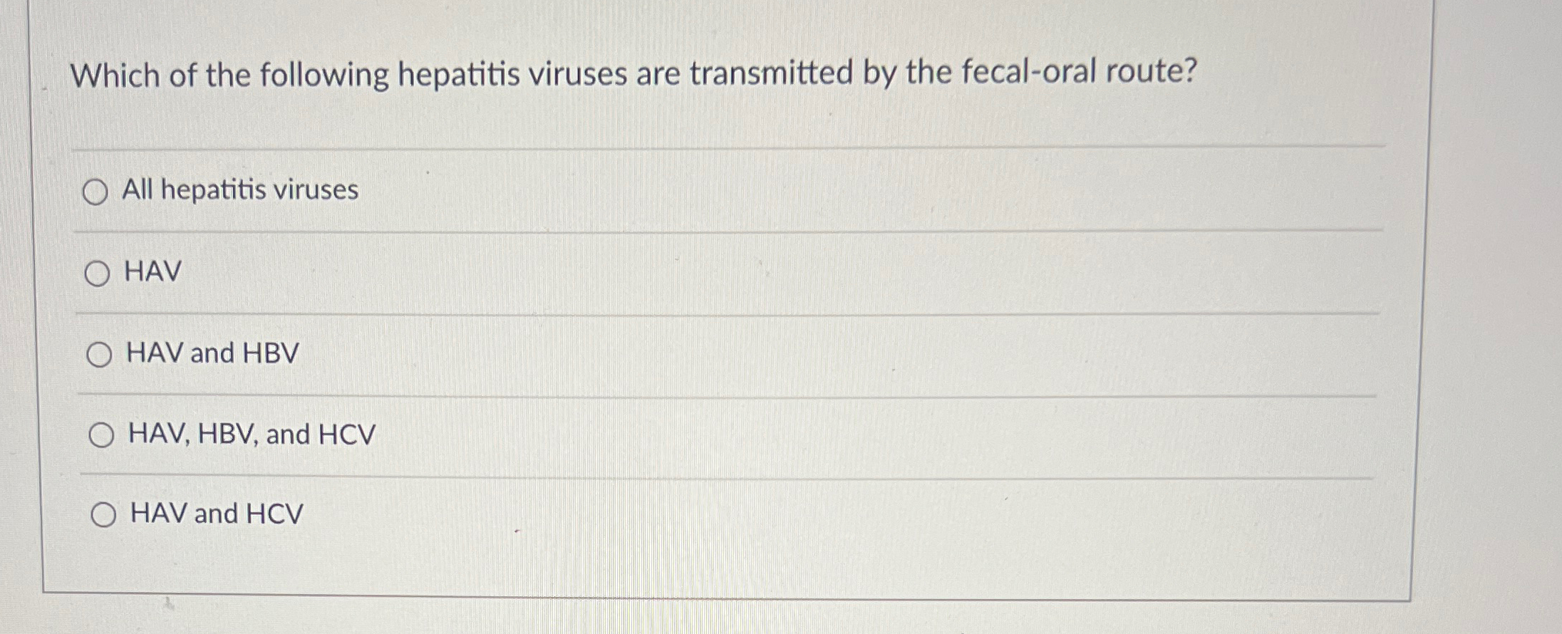 Which of the following hepatitis viruses are | Chegg.com