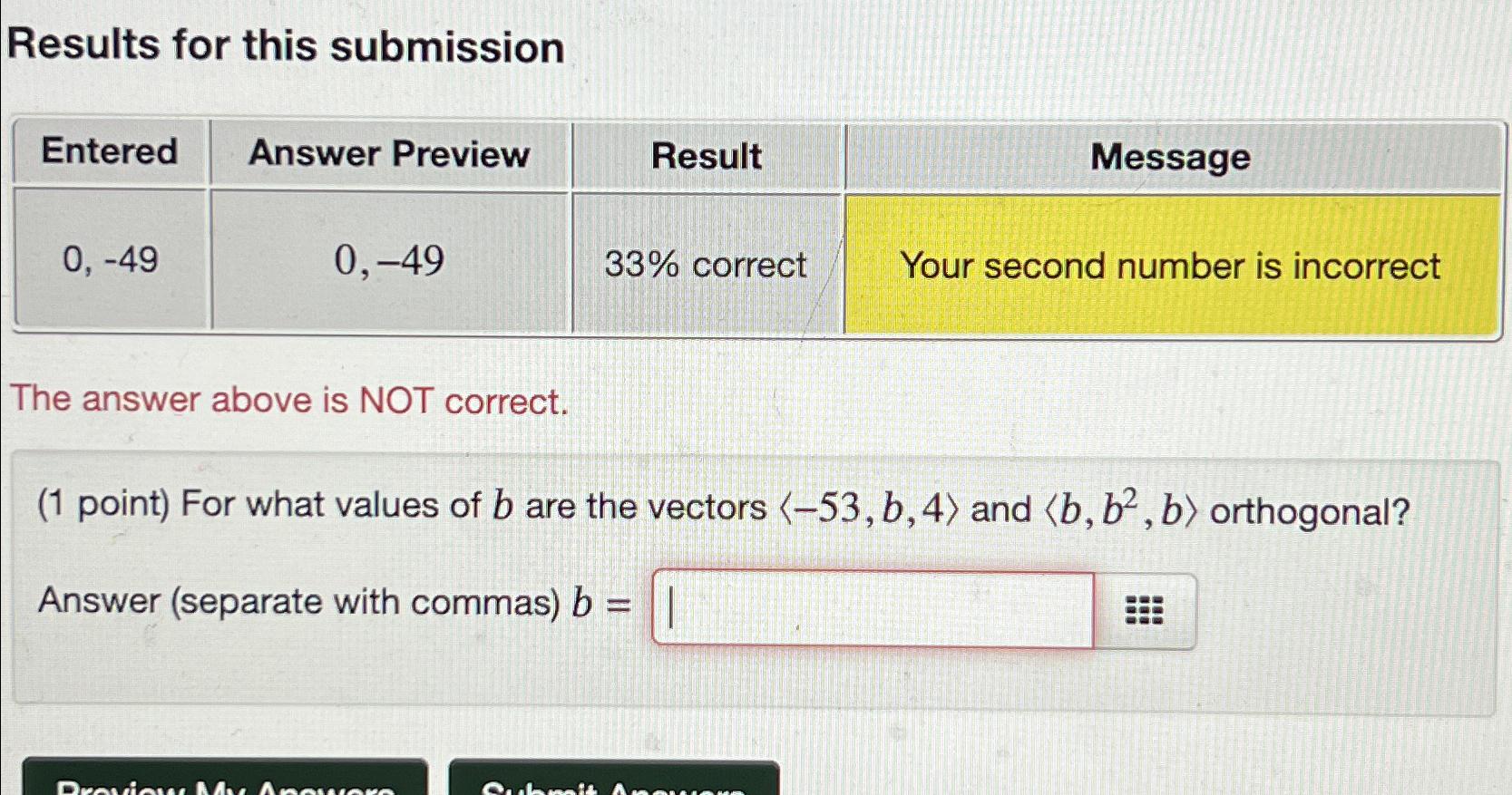 Solved Results for this submission\table[[Entered,Answer | Chegg.com