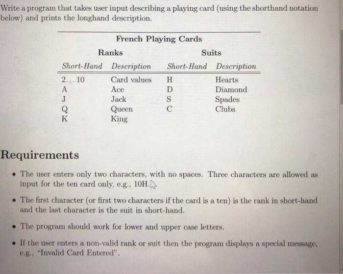 Solved Write a program that takes user input describing a | Chegg.com