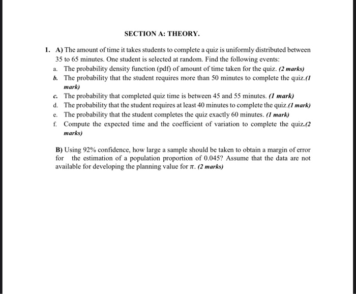 Solved SECTION A: THEORY. 1. A) The amount of time it takes | Chegg.com