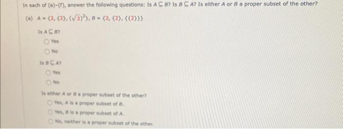 Solved In each of (a)−(f), answer the following questions: | Chegg.com