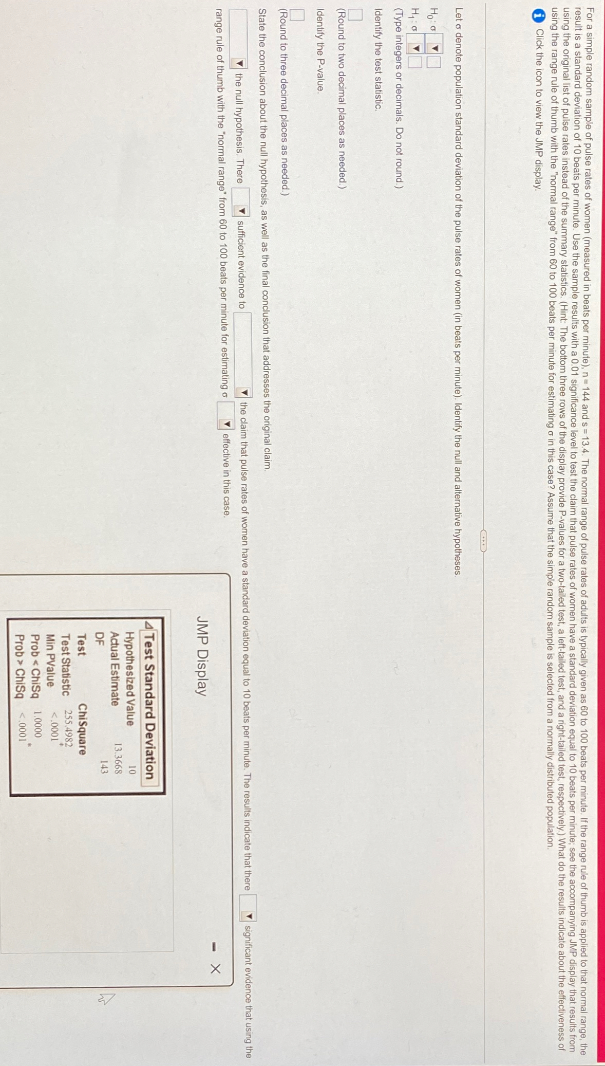 Solved using the range rule of thumb with the "normal range" | Chegg.com