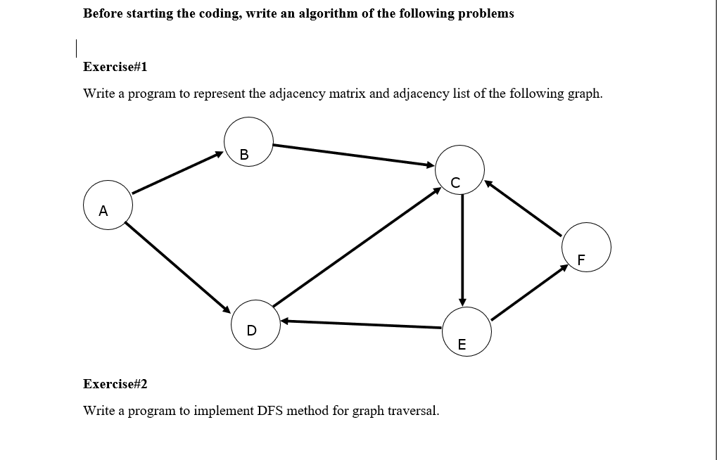 Solved ques 1 ﻿Write a program to represent the adjacency | Chegg.com