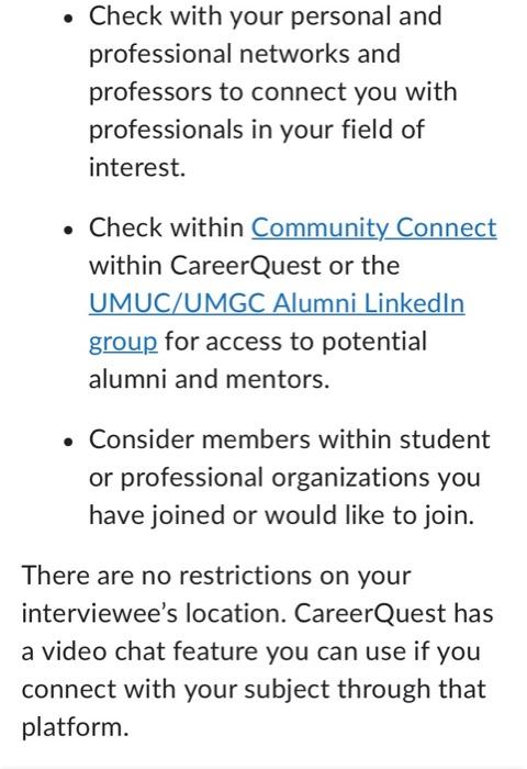 Unit 6: Informational Interview Hide Assignment | Chegg.com