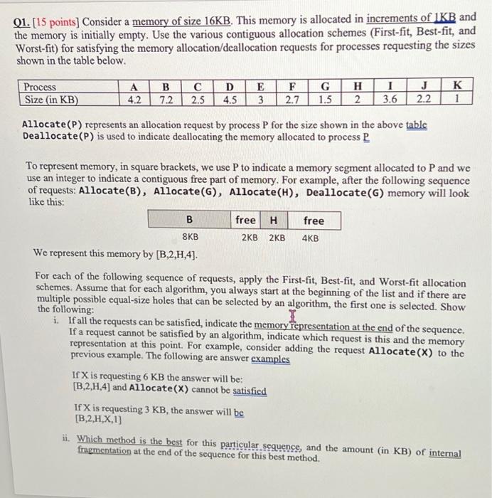 Solved Q1. [15 points] Consider a memory of size 16 KB. This | Chegg.com