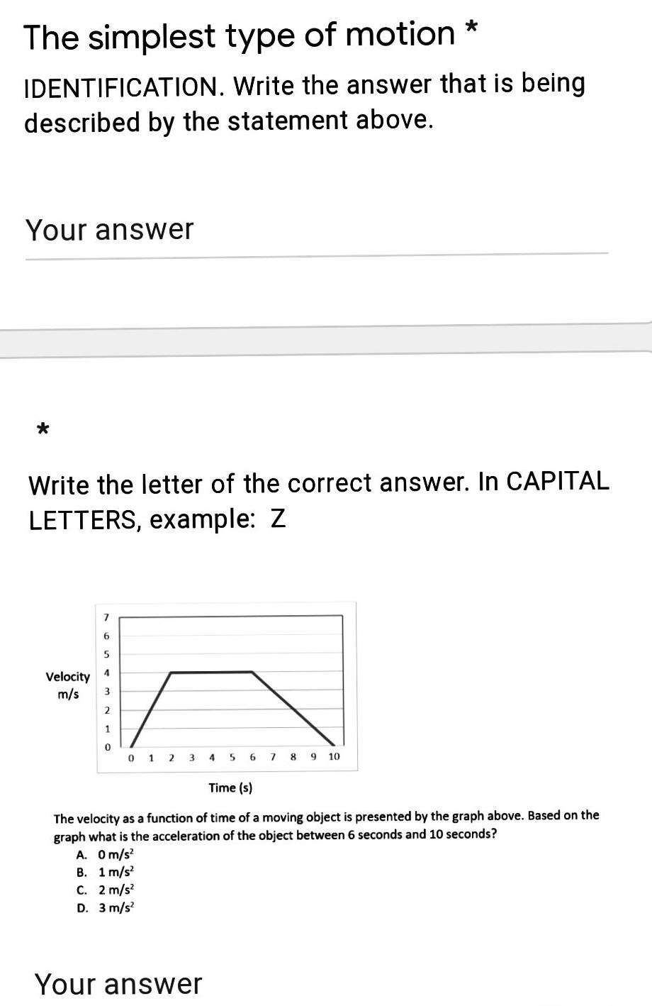 Solved The simplest type of motion * IDENTIFICATION. Write | Chegg.com