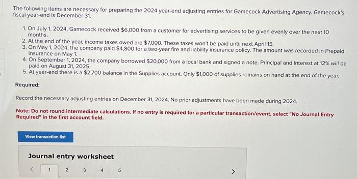 Solved The following items are necessary for preparing the | Chegg.com