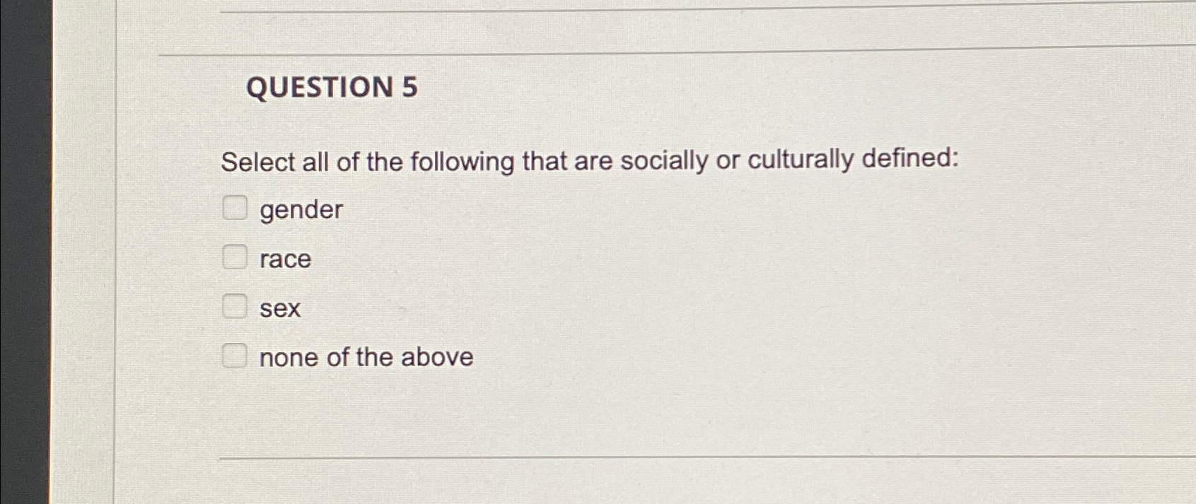 Solved QUESTION 5Select all of the following that are | Chegg.com