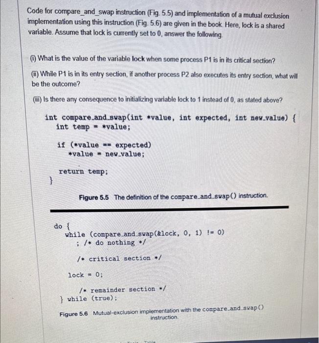 Solved de for compare_and_swap instruction (Fig. 5.5) and | Chegg.com