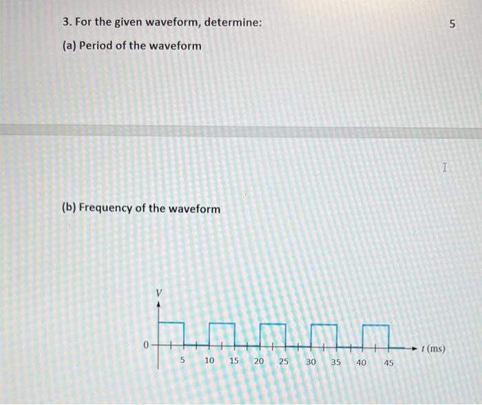 Solved 3. For the given waveform, determine: (a) Period of | Chegg.com