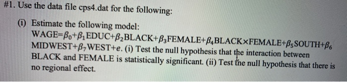 Solved @ Q Search wage equation with interactions The REG | Chegg.com