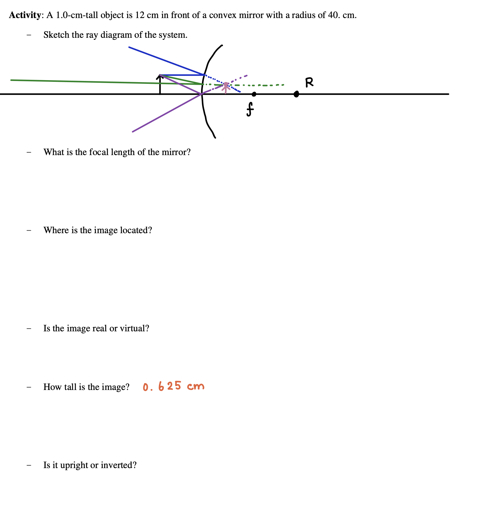 Solved A 1.0-cm-tall object is 12cm ﻿in front of a convex | Chegg.com