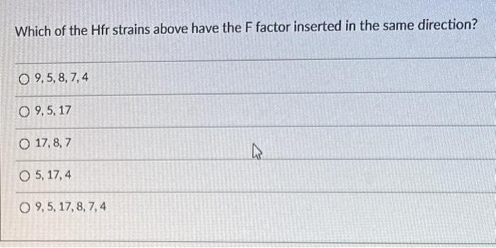A set of Hfr strains transfers genes in the order | Chegg.com