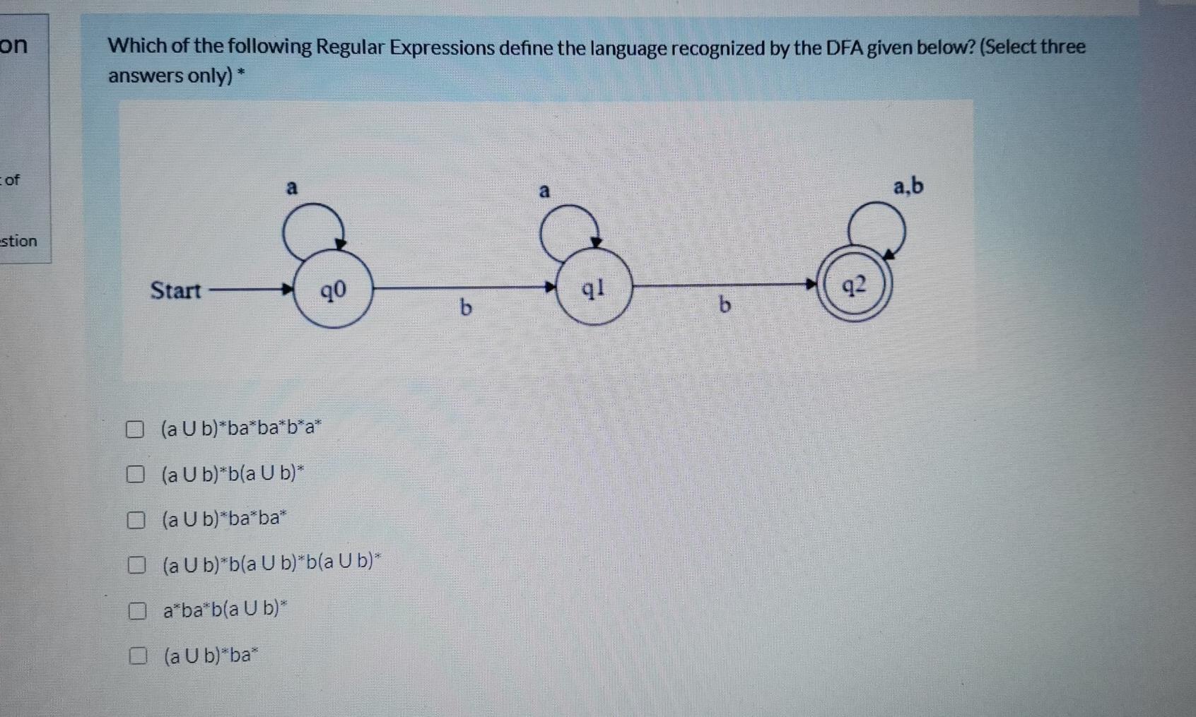 Solved on Which of the following Regular Expressions define | Chegg.com
