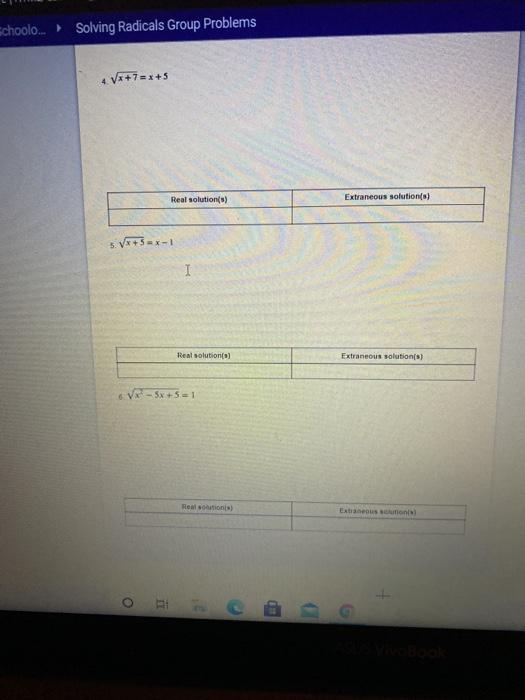 Solved ni Schoolo. Solving Radicals Group Problems Work in | Chegg.com