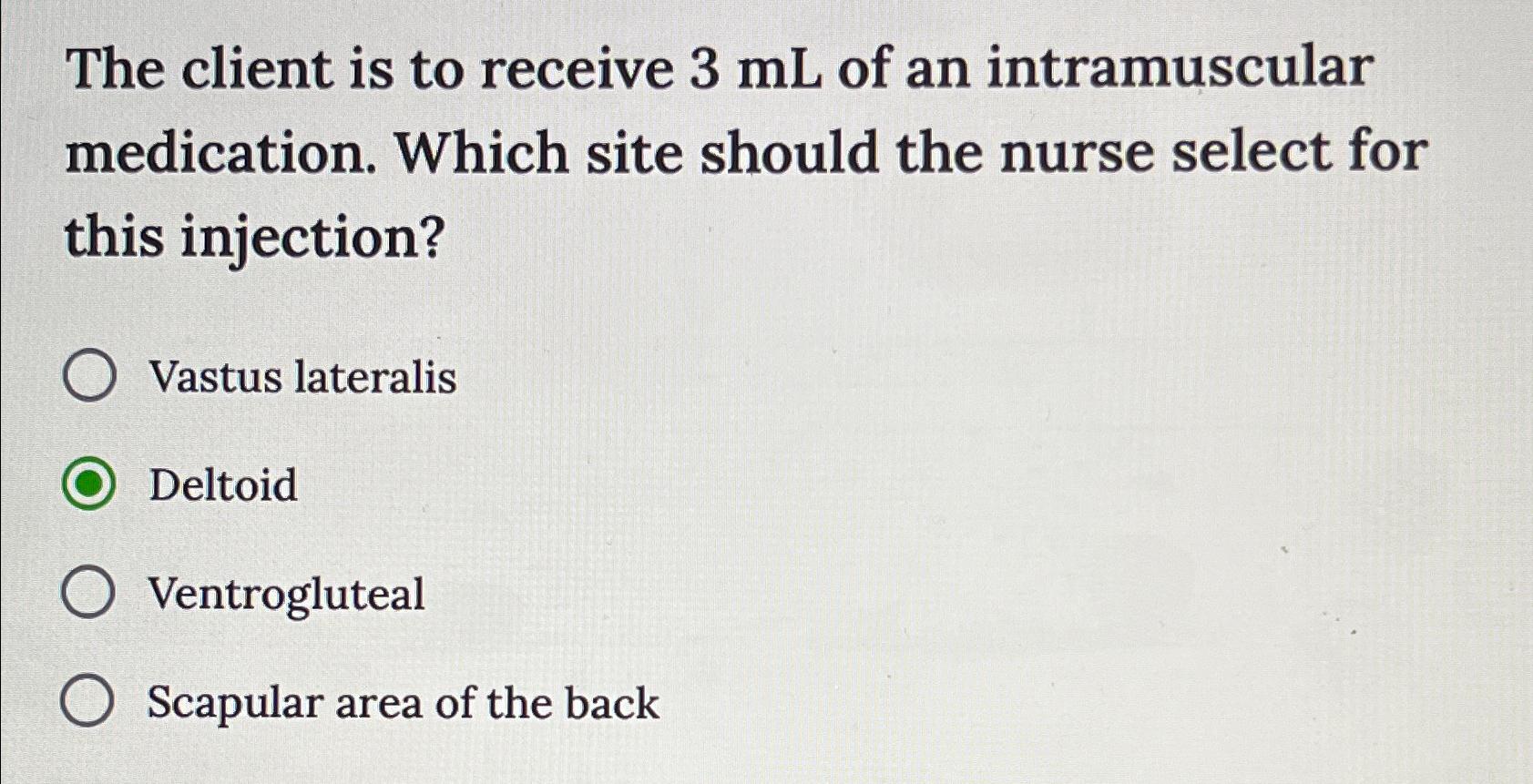 Solved The client is to receive 3mL ﻿of an intramuscular | Chegg.com
