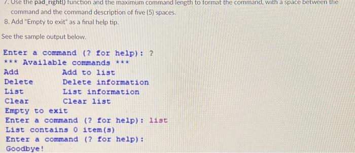 Solved Create a file called p7-list-manager.py for your list | Chegg.com